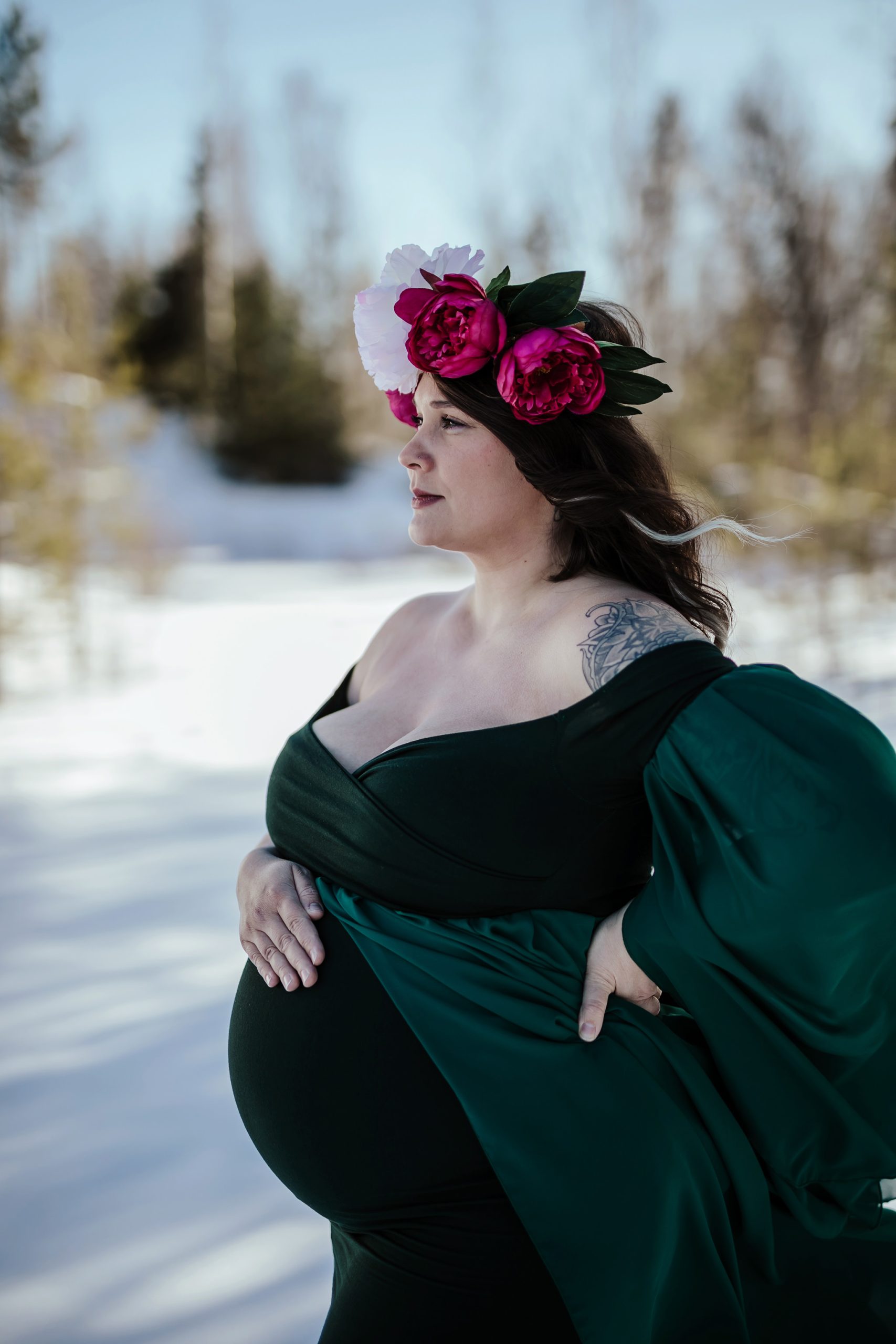 Raskauskuvaus talvella. - Erika Lindström Photography